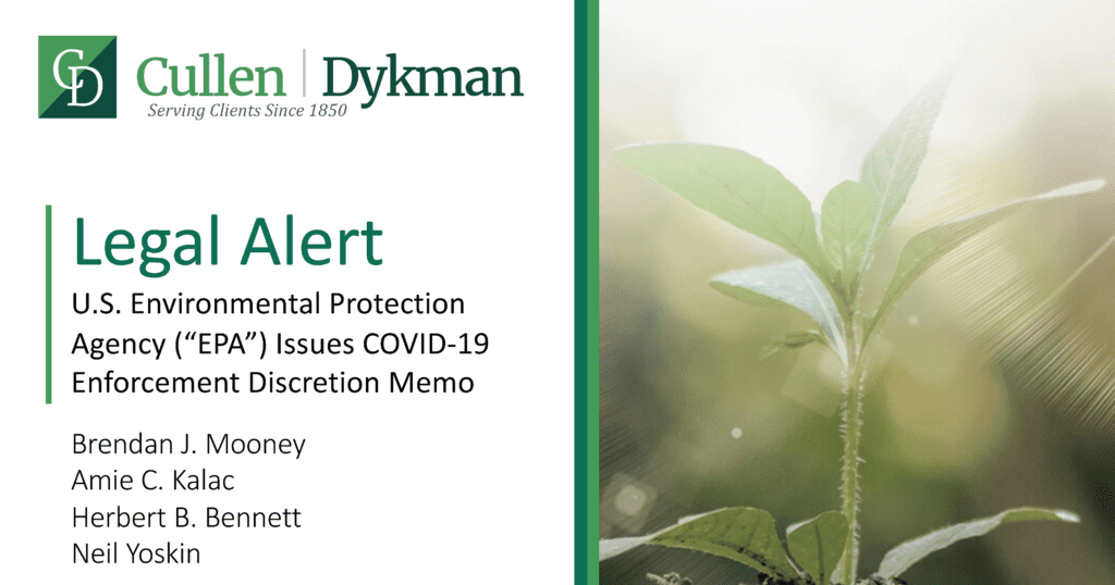 U.S. Environmental Protection Agency (“EPA”) Issues COVID-19 ...