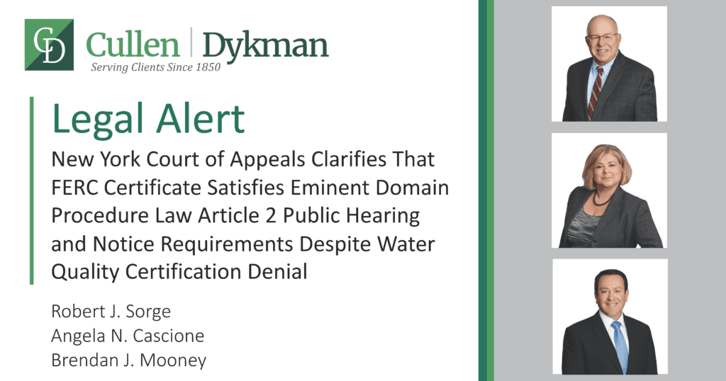 New York Court of Appeals Clarifies That FERC Certificate Satisfies ...