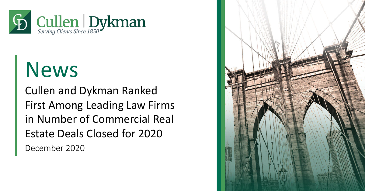 Cullen and Dykman Ranked First Among Leading Law Firms in Number of ...
