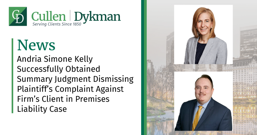 Andria Simone Kelly Successfully Obtained Summary Judgment Dismissing ...