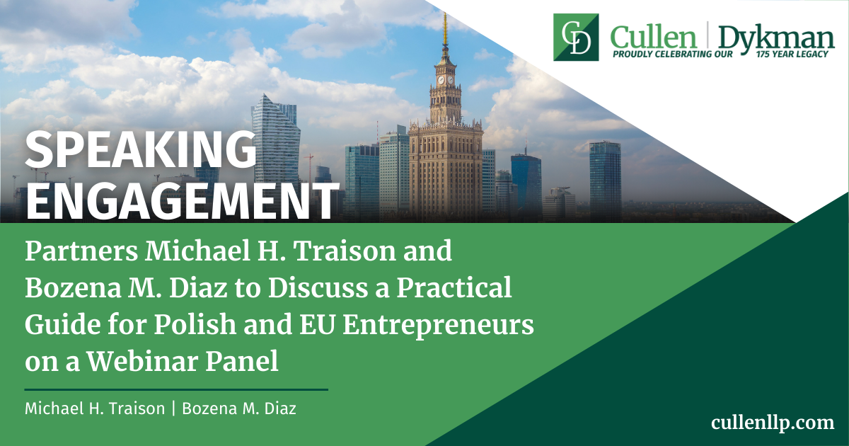 Partner Michael H. Traison to Present at a Joint Webinar “U.S. Company ...