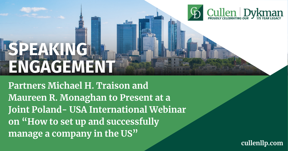 Partners Michael H. Traison and Maureen R. Monaghan to Present at a ...