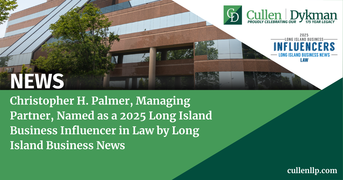 Christopher H. Palmer, Managing Partner, Named as a 2025 Long Island ...